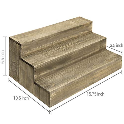 MyGift 3-Tier Vintage Gray on Brown Reclaimed Style Wood Dessert Stand Cupcake Riser Display for Weddings, Restaurants & Bakeries
