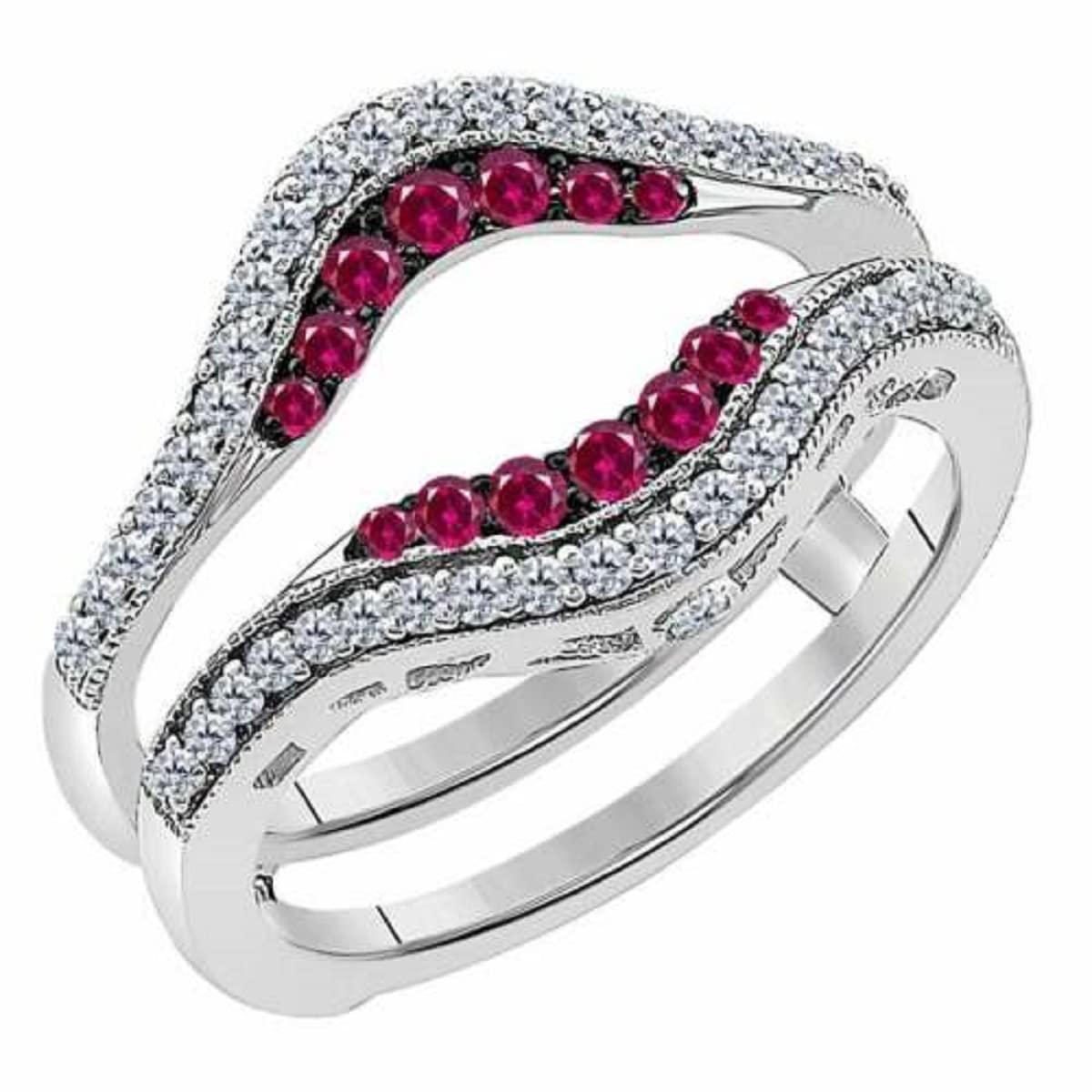 2.00 Ct Pave Set Enhancer Simulated Diamond & Ruby Guard Wrap Ring 925 Sterling Silver BY BALAJIGEMSANDJEWELRY (8)