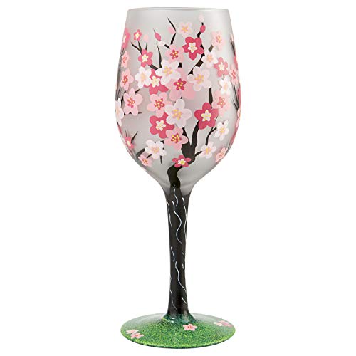 Enesco Designs by Lolita Cherry Blossom Artisan Wine Glass, 15 Ounce, Multicolor,6007483