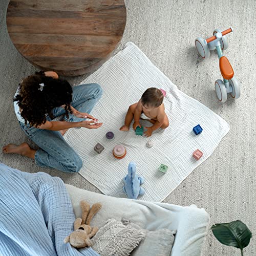 Comfy Cubs Baby Muslin Blanket, Swaddle for Newborns and Toddlers, Large 40” x 40” Cover, 6-Layer Plush Softness for Infant Swaddling, Receiving, or Tummy Time, Shower Gift (White, Baby - Muslin)