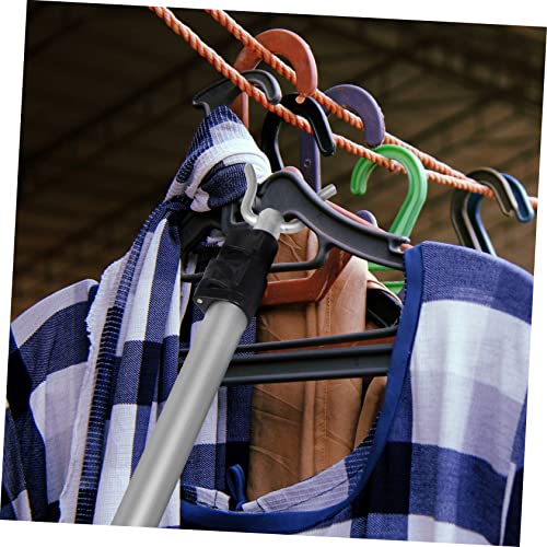 Alipis 1pc Closet Clothes Rail Stainless Steel Shelf Adjustable Shower Rod Shower Curtain Rod Hooks Clothes Poles for Hanging Clothes Closet Reacher Pole Reach Pole with Hook Silver Heavy