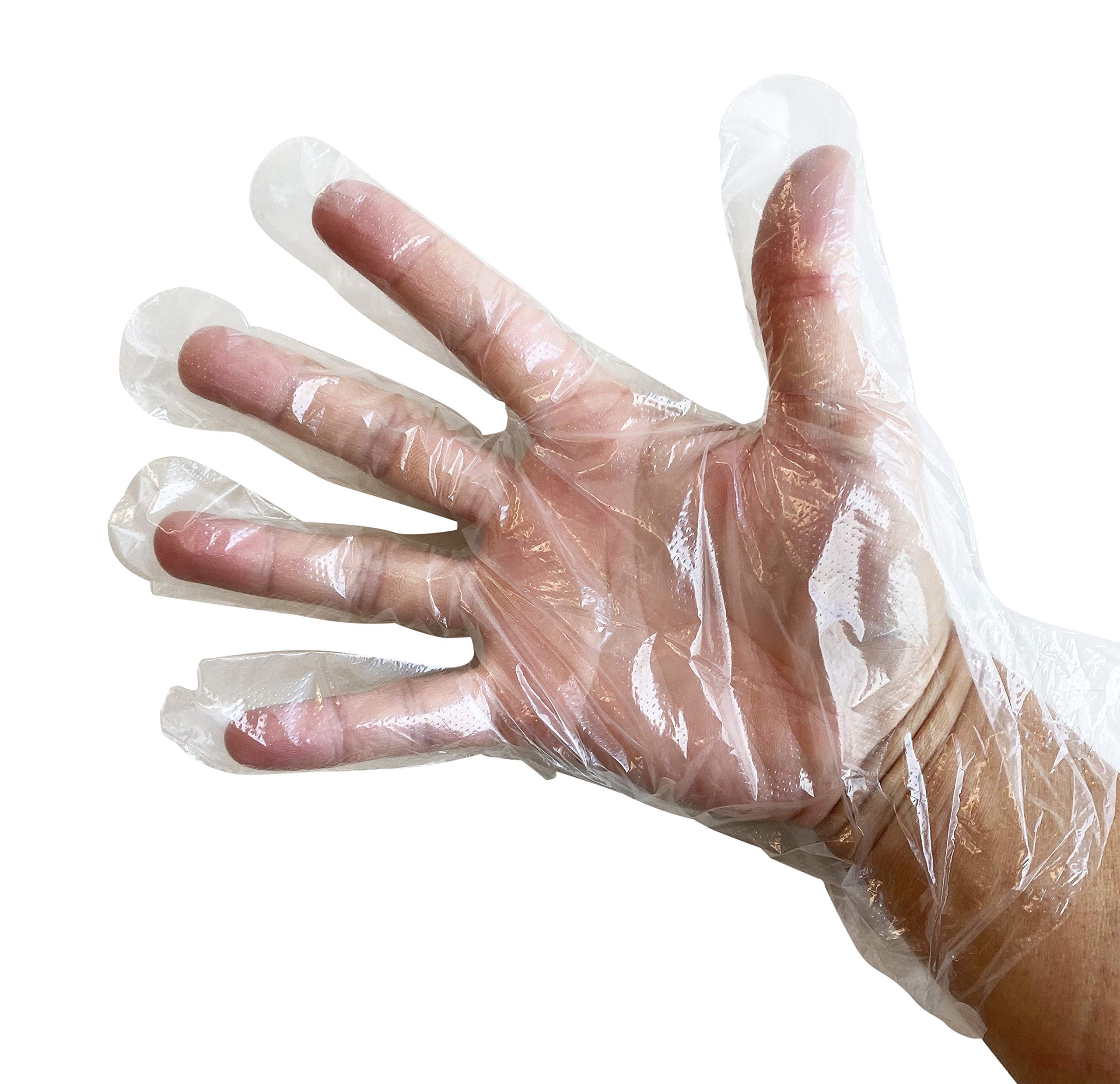 KingSeal 1000 Count Embossed Poly Foodhandling Gloves, Powder-Free, Quick Change, Size MEDIUM, Box Dispenser - 10 Packs of 100 Each