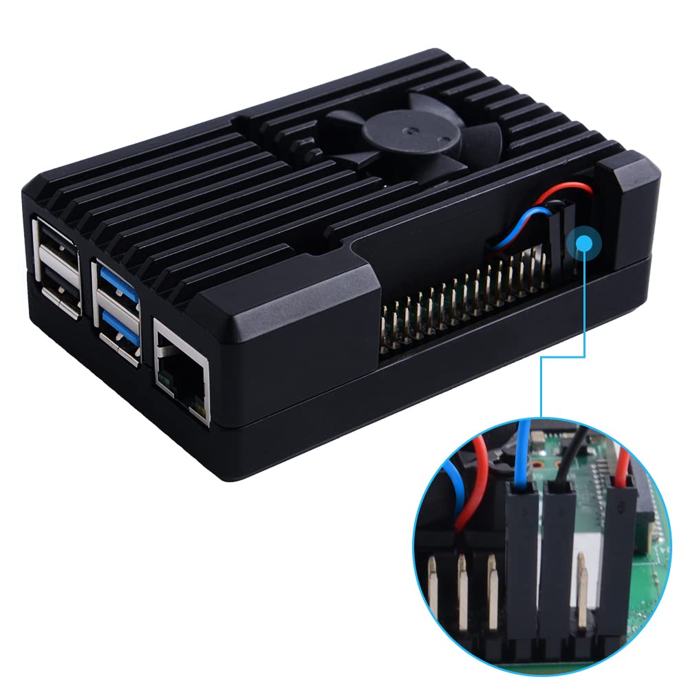 GeeekPi Armor Case with PWM Fan for Raspberry Pi 4, Pi 4 Passive Aluminum Alloy Case with PWM Cooling Fan for Raspberry Pi 4 Model B/Pi 4B/Pi 4 (3510 PWM Fan)