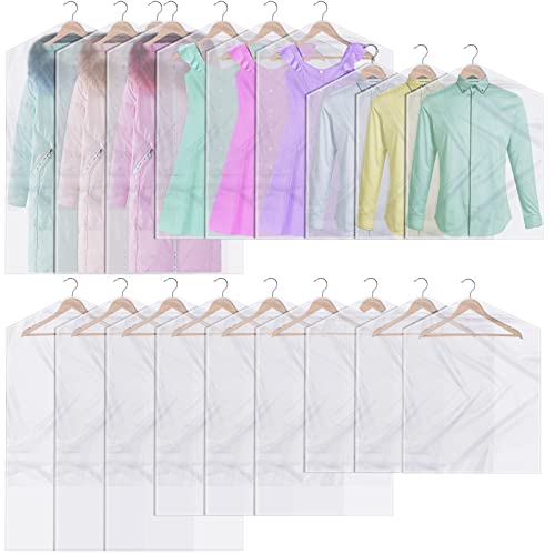 60 Pcs 3 Sizes Dry Cleaner Bags Plastic Clear Garment Bags Can Be Hung Transparent Clothes Dust Cover for Suits, Dresses, Gowns, Coats, Uniforms