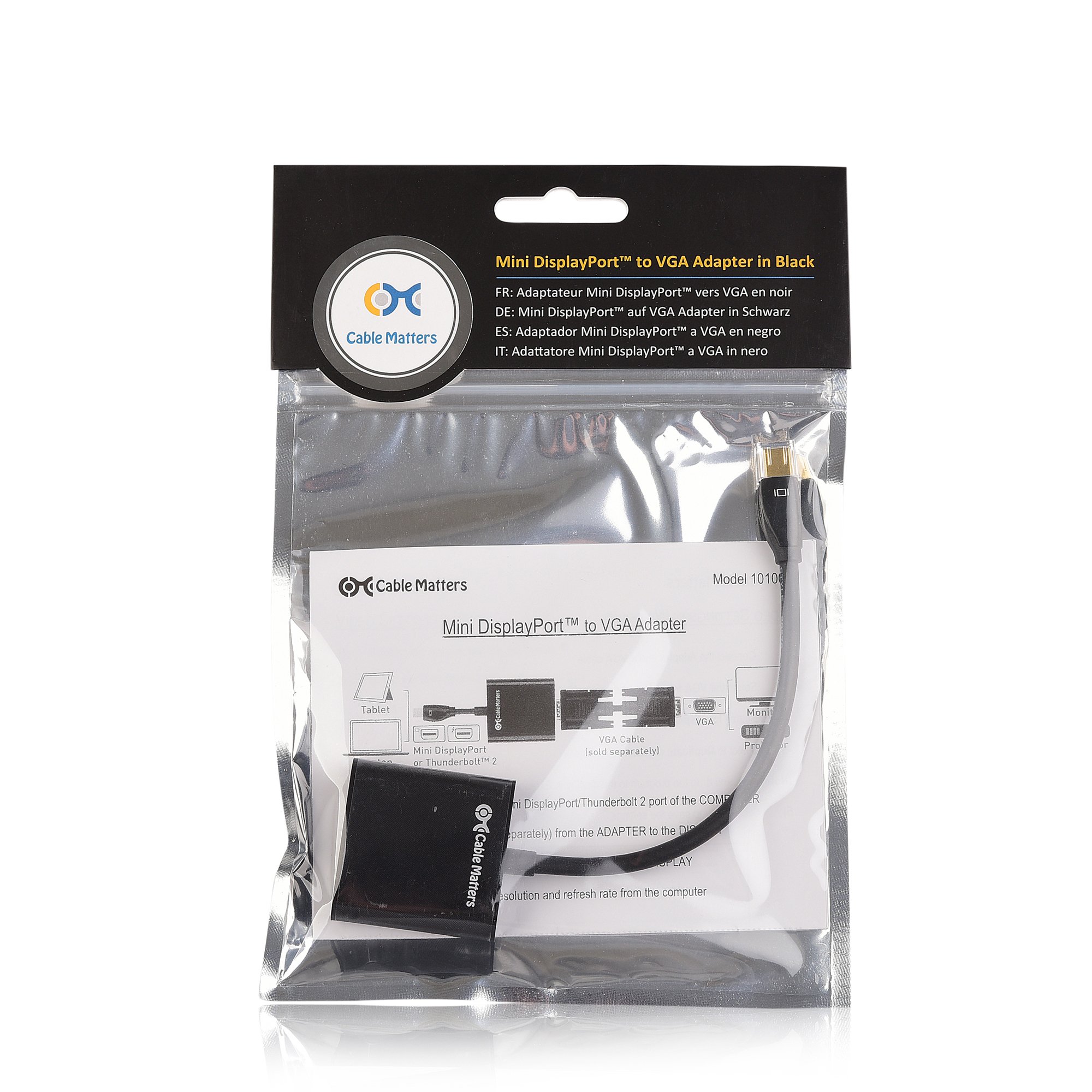 Cable Matters Mini DisplayPort to VGA Adapter (Mini DP to VGA) in Black - Thunderbolt and Thunderbolt 2 Port Compatible