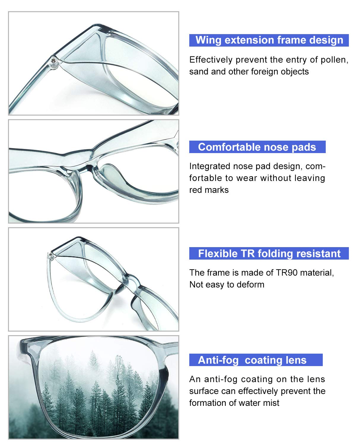 Dollger Safety Glasses Anti Fog Protective Goggles Eye Protection Glasses Safety Goggles