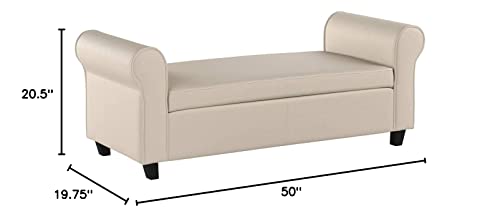 Christopher Knight Home Danbury Armed Fabric Storage Bench, Beige