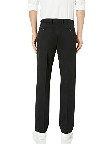 Amazon Essentials Men's Classic-Fit Wrinkle-Resistant Pleated Chino Pant (Available in Big & Tall), Black, 36W x 32L