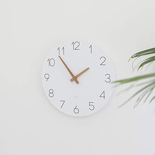 mooas Flatwood Wall Clock, 12" Wood Wall Clock Non-Ticking Sweep Movement Decorative Wall Clock Battery Operated Wall Clock Clock for Home Living Room Kitchen Bedroom Office School Hotel