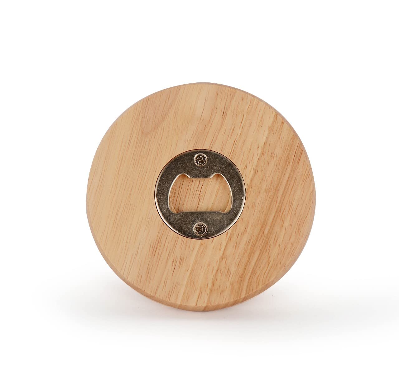 3in 1 Bottle Opener Coaster and Magnet Set of 4 Oak 10cm x 10cm