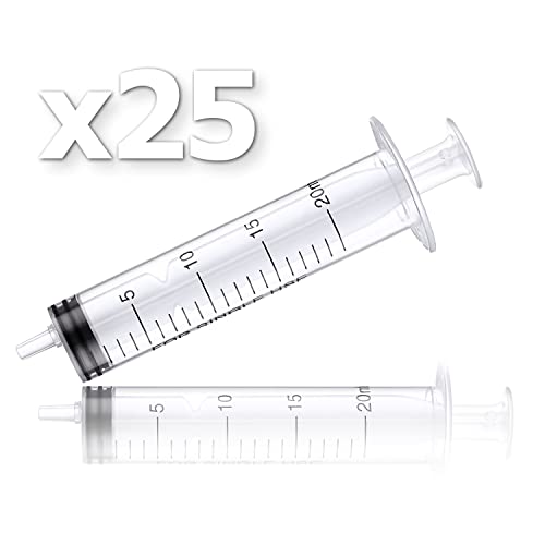 BSTEAN 20ml Syringe without Needle, Individually Wrapped for Industrial, Scientific, Measuring, Watering, Pet Feeding, Liquid Refilling and Dispensing (Pack of 10)