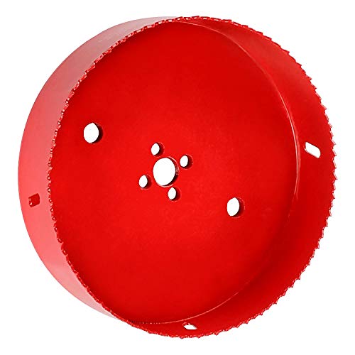 6-3/8 Inch Hole Saw with Heavy Duty Arbor - 38mm Cutting Depth HSS Bi-Metal Hole Cutter for Can Light Recessed Light, Smoothly Cutting in Wood, Plastic, Drywall and Metal Sheet
