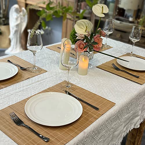 ANDSTAR Set of 8 Pcs Bamboo Placemats Sushi Rolling Mat Japanese Style Natural Anti-Slip Bamboo Placemats Washable Heat-Resistant Table Mats for Dining Room and Kitchen(Brown)