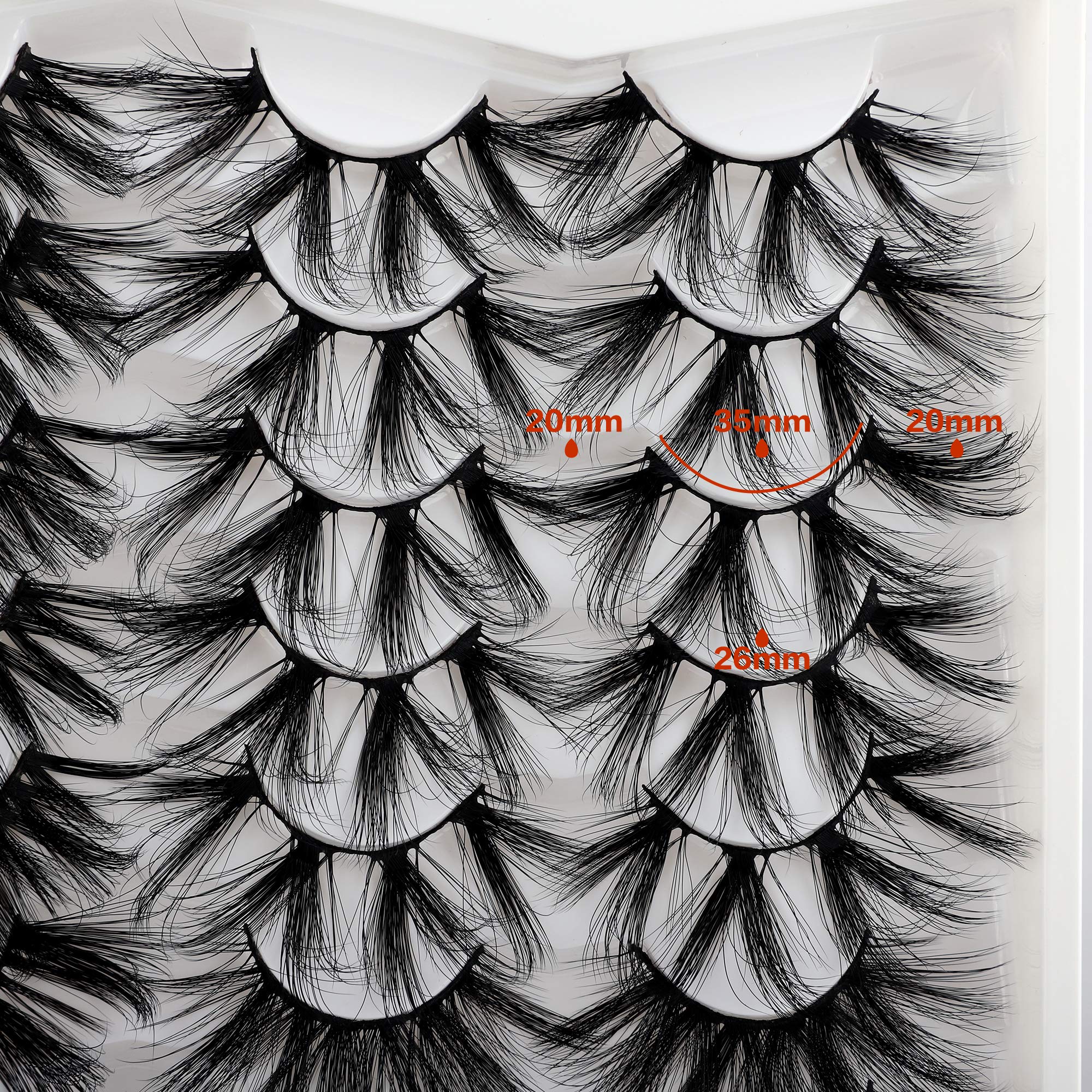 25MM Eyelashes Faux Mink, Calphdiar Fluffy Volume 5D False Eyelashes, Long Dramatic Lashes 20 pairs 4 styles