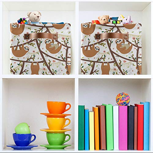 Moudou Sloth Laundry Basket Square Collapsible Laundry Hamper Clothes Toys Storage Bin with Handles for Bedroom, Closet, Nursery, Dorm, Home Decor