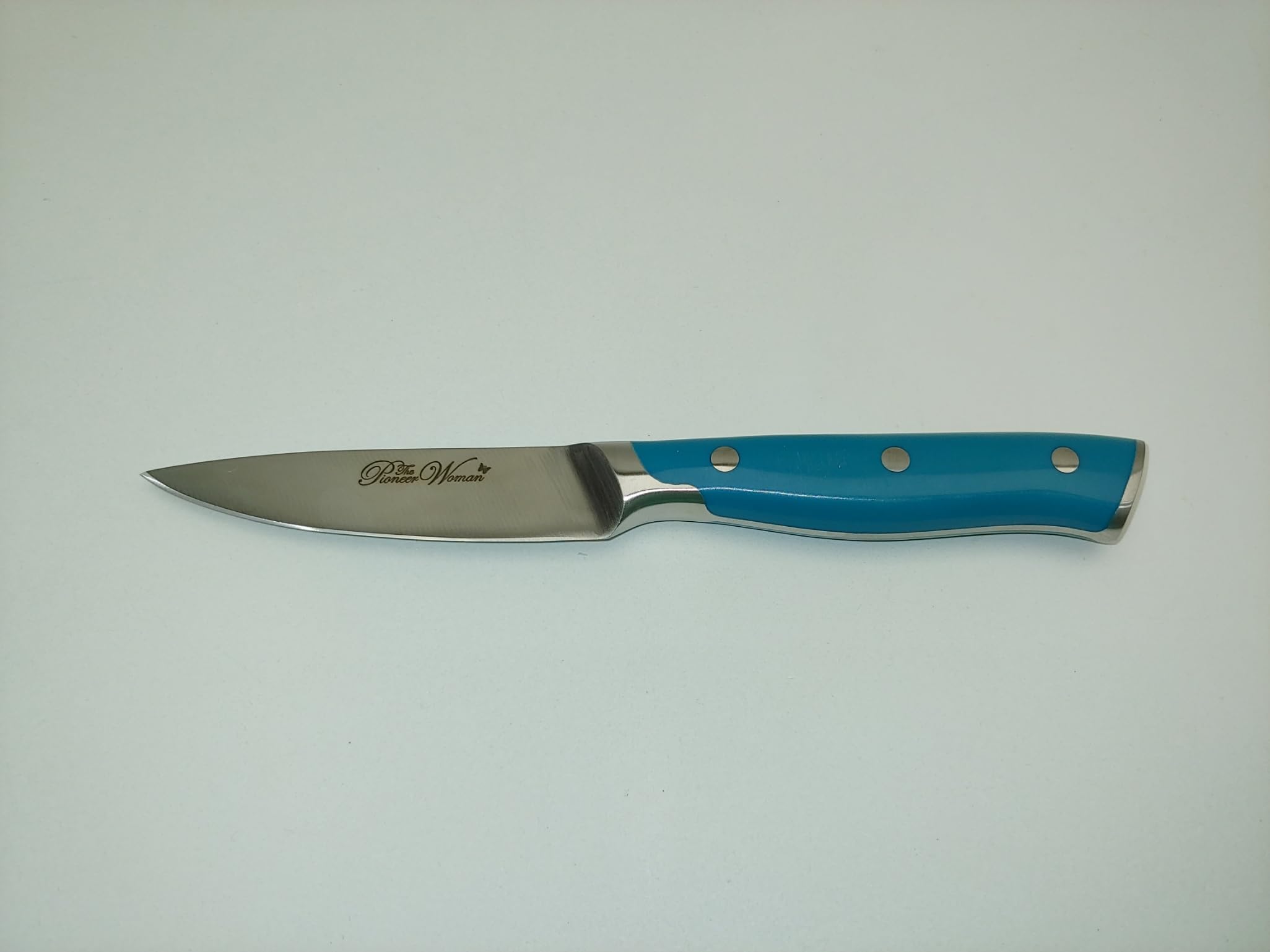 2x The Pioneer Woman 3.5" 3 1/2" Paring Knives Stainless Steel Teal Handle 8 1/4" Long Overall. 1 Piece Blade