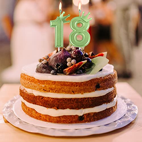 3inch Birthday Number Candle, 3D Candle Cake Topper with Crown Cake Numeral Candles Number Candles for Birthday Anniversary Parties (Green, 0)