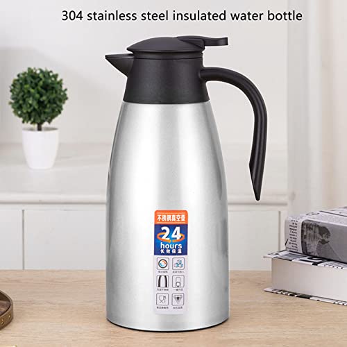2L Stainless Steel Tea Pot, Household Coffee Pot Cold Water Kettle, Short Spout Cold Drink Kettle for Coffee Tea Beverages(Silver)