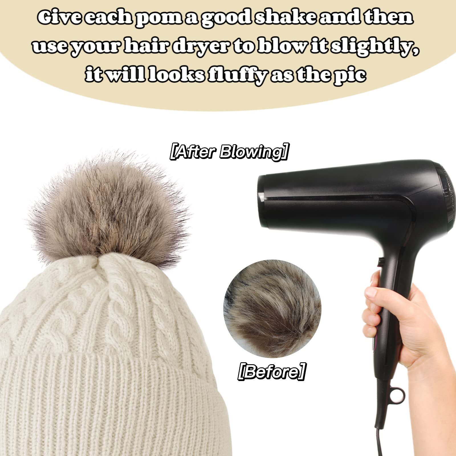 3 in 1 Winter Hat Scarf Glove Set for Women, Warm Fleece Lined Knit Beanie Hat Touchscreen Mittens and Neck Warmer, Beige