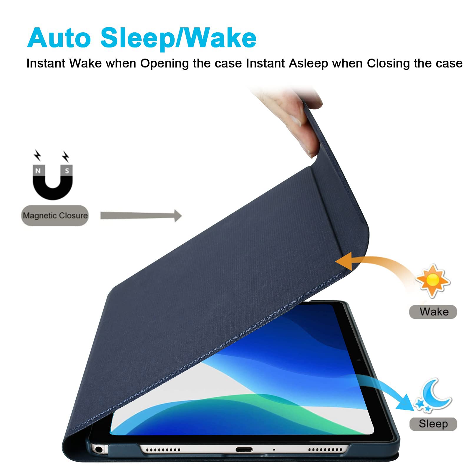 Keyboard Case for Samsung Galaxy Tab A7 10.4'' 2020 Model (SM-T500/T505/T507), Slim Lightweight Stand Cover - Magnetically Detachable Bluetooth Keyboard, Auto Sleep/Wake Function, Dark Blue