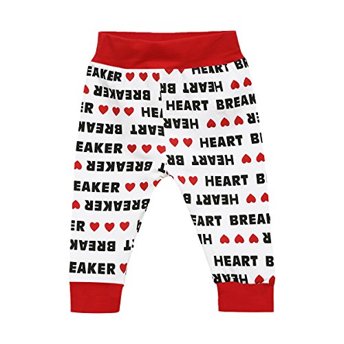 bakjuno Valentine's Day Baby Boys Girls Outfit Sets Heart Breaker Long Sleeve Romper Pants with Hat (0-3 Months) White