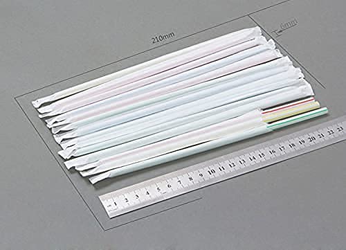 500 Pcs 8.27 Inch Colorful Flexible Plastic Drinking Straws,Individually Wrapped , Bendable,Disposable,Thick Straw for Party, for Use with Any Jumbo Cup or Water Bottle,BAP Free, Dia 0.24inch