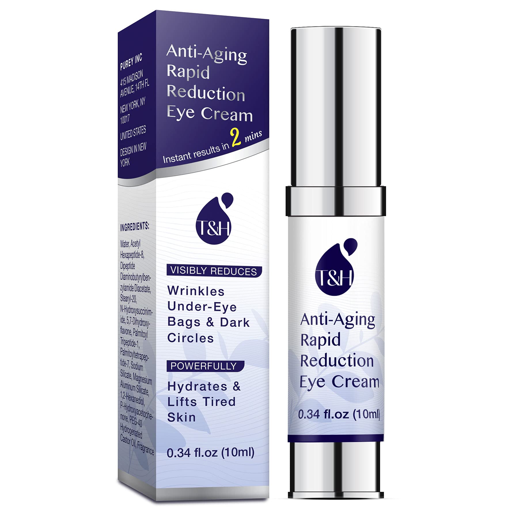 TEREZ & HONOR Anti-Aging Rapid Reduction Under-Eye Cream, Visibly and Instantly Reduces Wrinkles, Dark Circles and Eye Bags in 120 Seconds, Hydrates & Lifts Skin Rapid (0.34 oz)