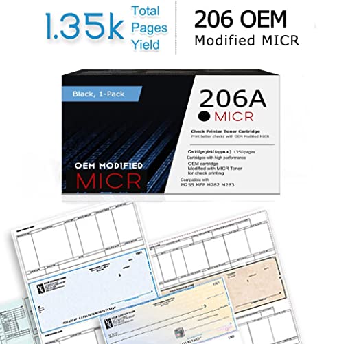 MTI 206A MICR Toner OEM Modified Replacement for HP 206A 206X | HP Color Laser Pro M255dw M255nw MFP M282nw M283cdw M283fdn M283fdw | W2110A Check Printer Magnetic Ink