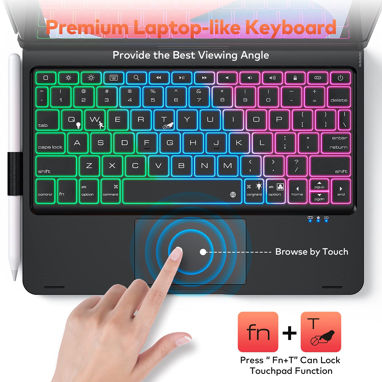 Keyboard Case Compatible with iPad 10.2 2021 9th /8th/7th Generation & iPad Pro 10.5 inch & iPad Air 3rd Gen - Wireless Backlight Keyboard with TouchPad for iPad 10.2/10.5