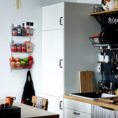 EZOWare 3 Tier Over the Door Rack / Wall Mount Storage Organizer Baskets, Hanging Shelves Set for Kitchen Bathroom Closet
