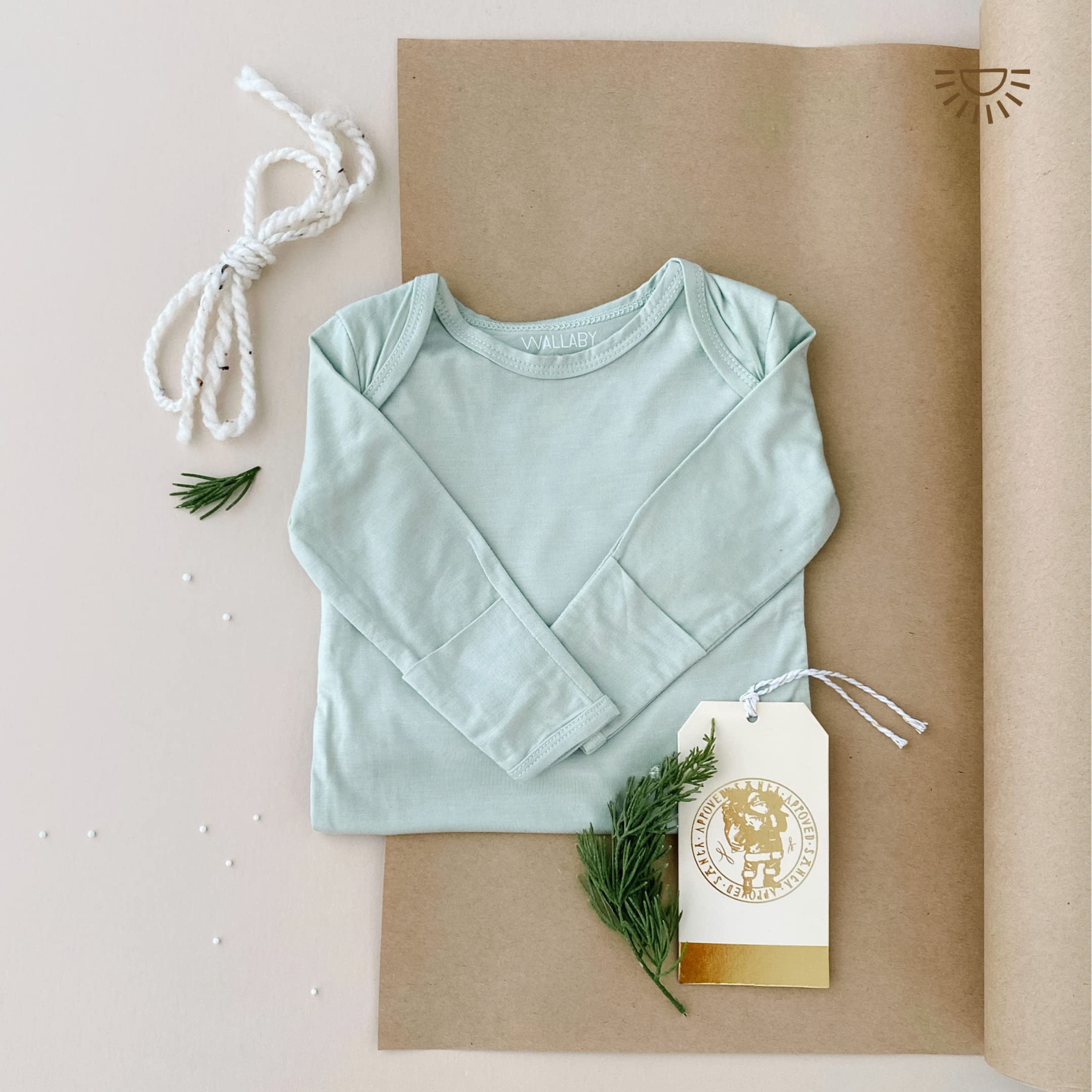 Wallaby Kids Extra Tall Knotted Baby Gown, Super Soft Viscose from Bamboo Newborn Sleeper for Baby Girl and Boy (Seafoam, 0-3 months)