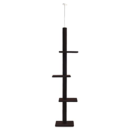 Cat Craft 4-Level Carpeted, Adjustable Floor to Ceiling Climbing & Perch Cat Tree, Extra Large (Fits 7.5-9 Feet Ceiling) Brown