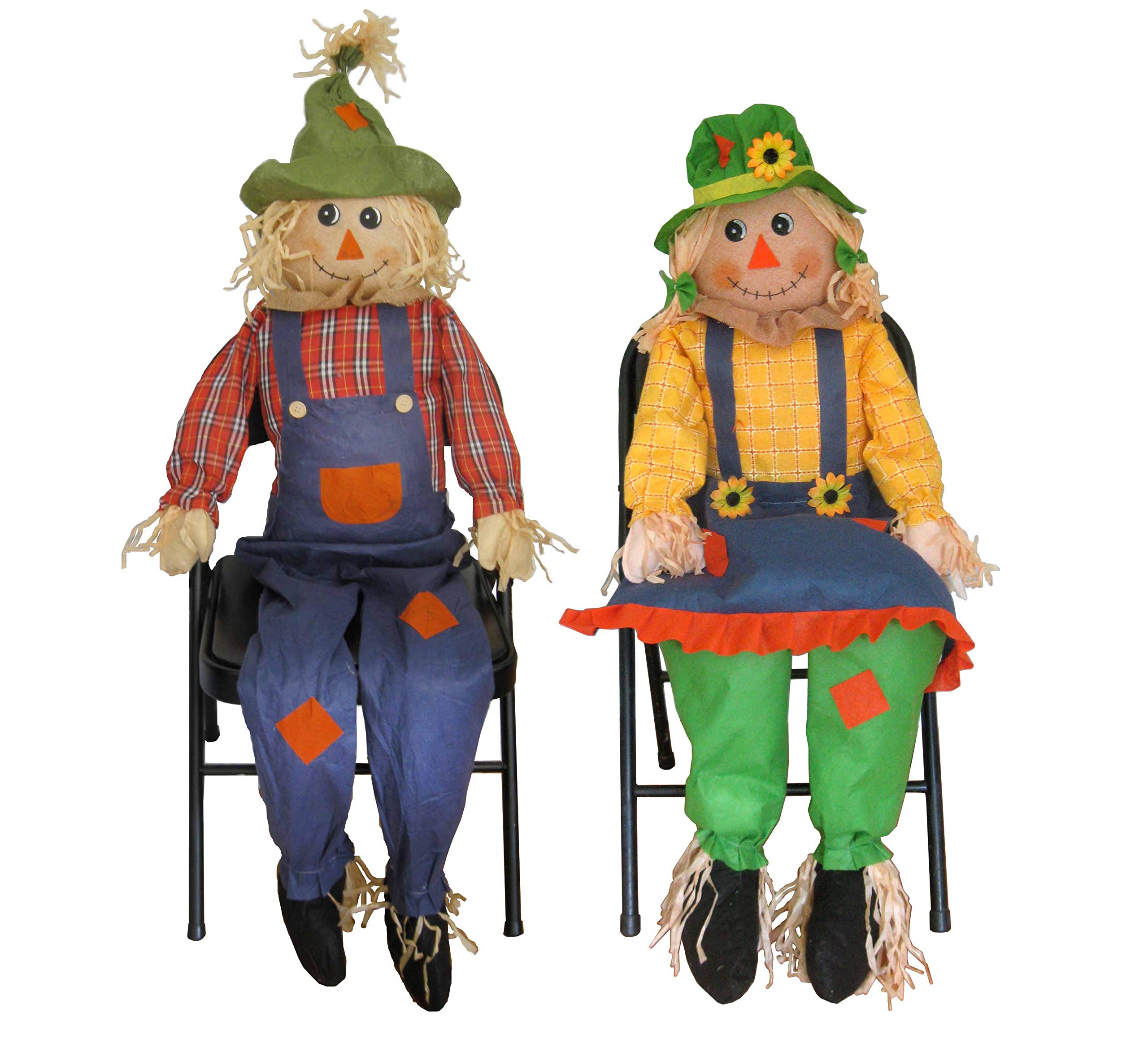 60" Scarecrow Pair Sitters Country Halloween Fall Decor Decoration Props