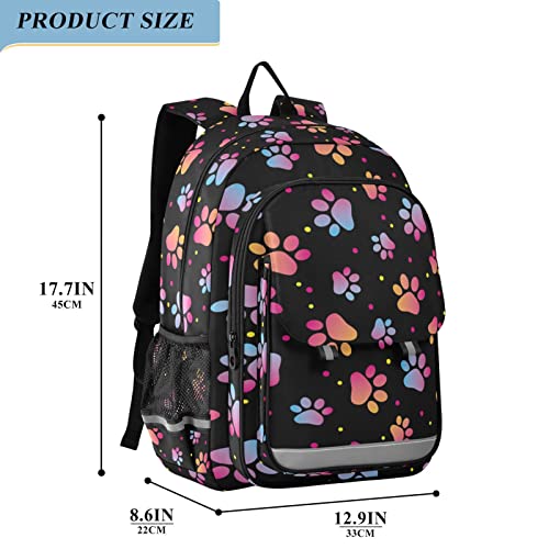 ALAZA Neon Pink Dog Paw Print Animal Laptop Backpack Purse for Women Men Travel Bag Casual Daypack with Compartment & Multiple Pockets
