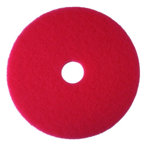 3M Buffer Floor Pad 5100, Red, 20", 5/Case, Removes Soil, Scratches, Scuff Marks, and Black Shoe Heel Marks