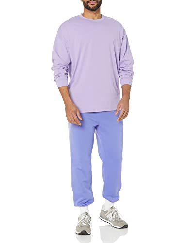 Amazon Essentials Men's 100% Organic Cotton Oversized-Fit Long-Sleeve T-Shirt, Purple, Large