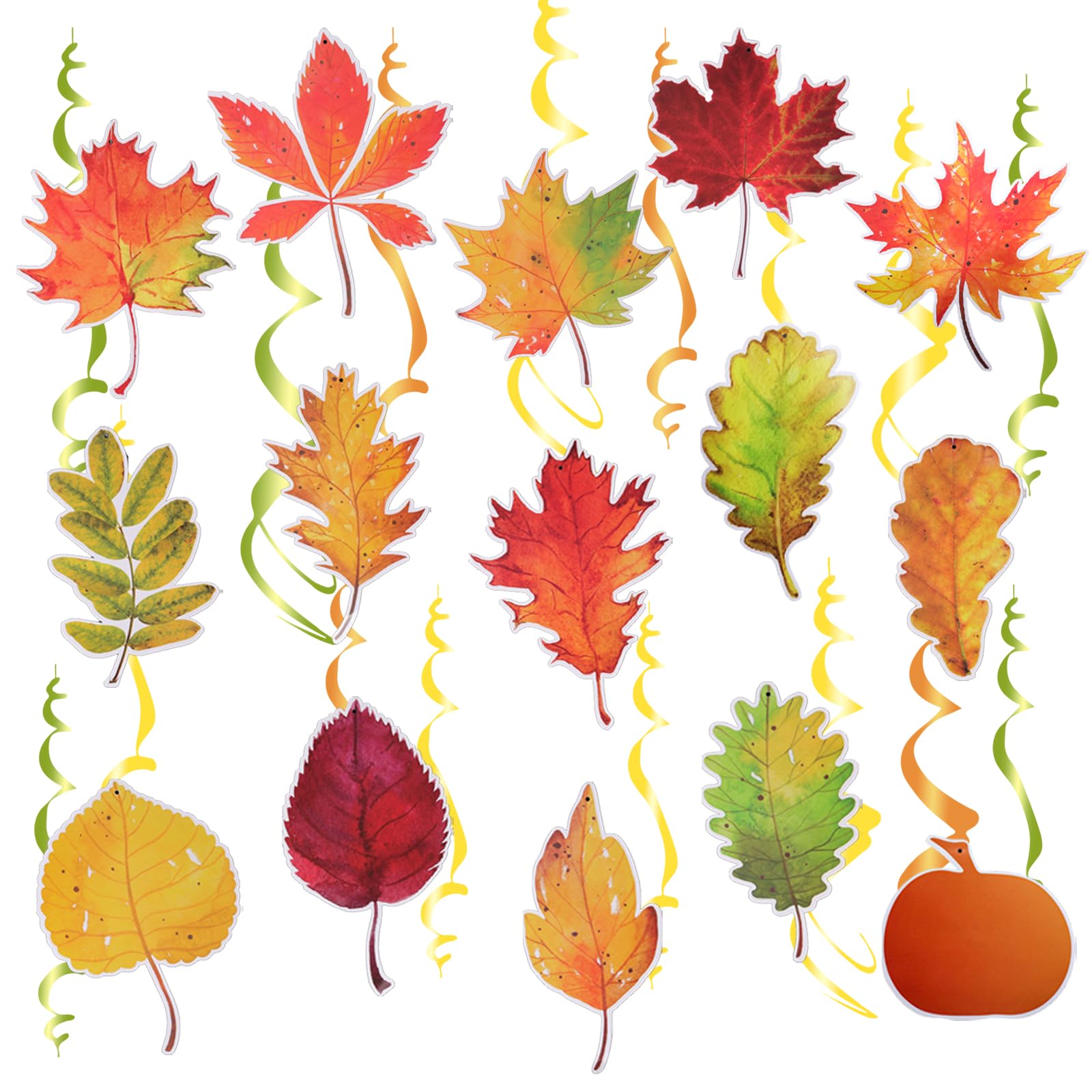 30pcs Thanksgiving Fall Hanging Swirls Decorations Hanging Fall Decor Pumpkin Maple Leaf Fall Ceiling Decorations for Party Home Classroom Autumn Office Work Harvest Streamers Decor Favors Supplies