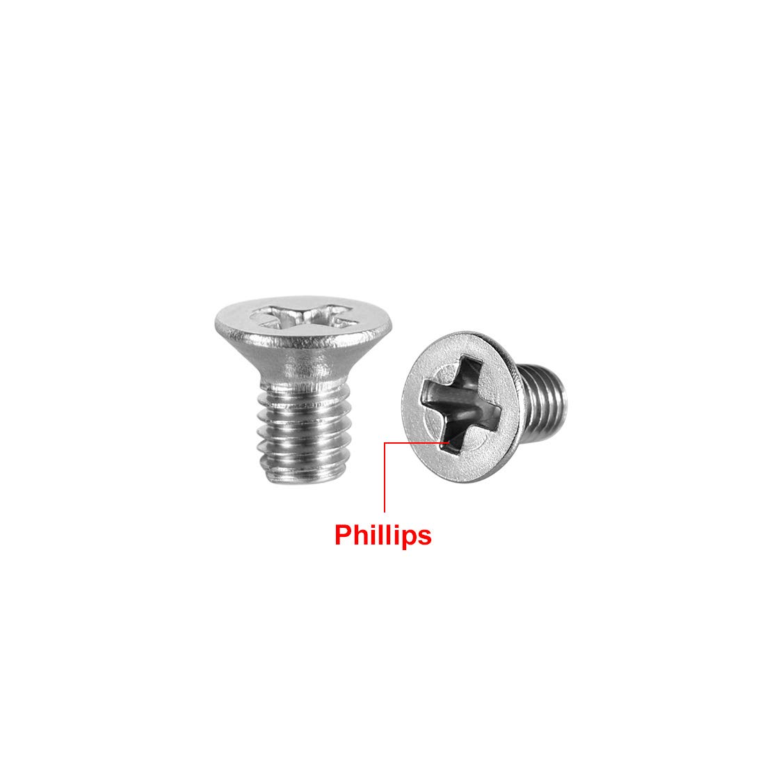 uxcell M3x5mm Flat Head Machine Screws, Phillips Cross Screw, 304 Stainless Steel, Fasteners Bolts 50Pcs