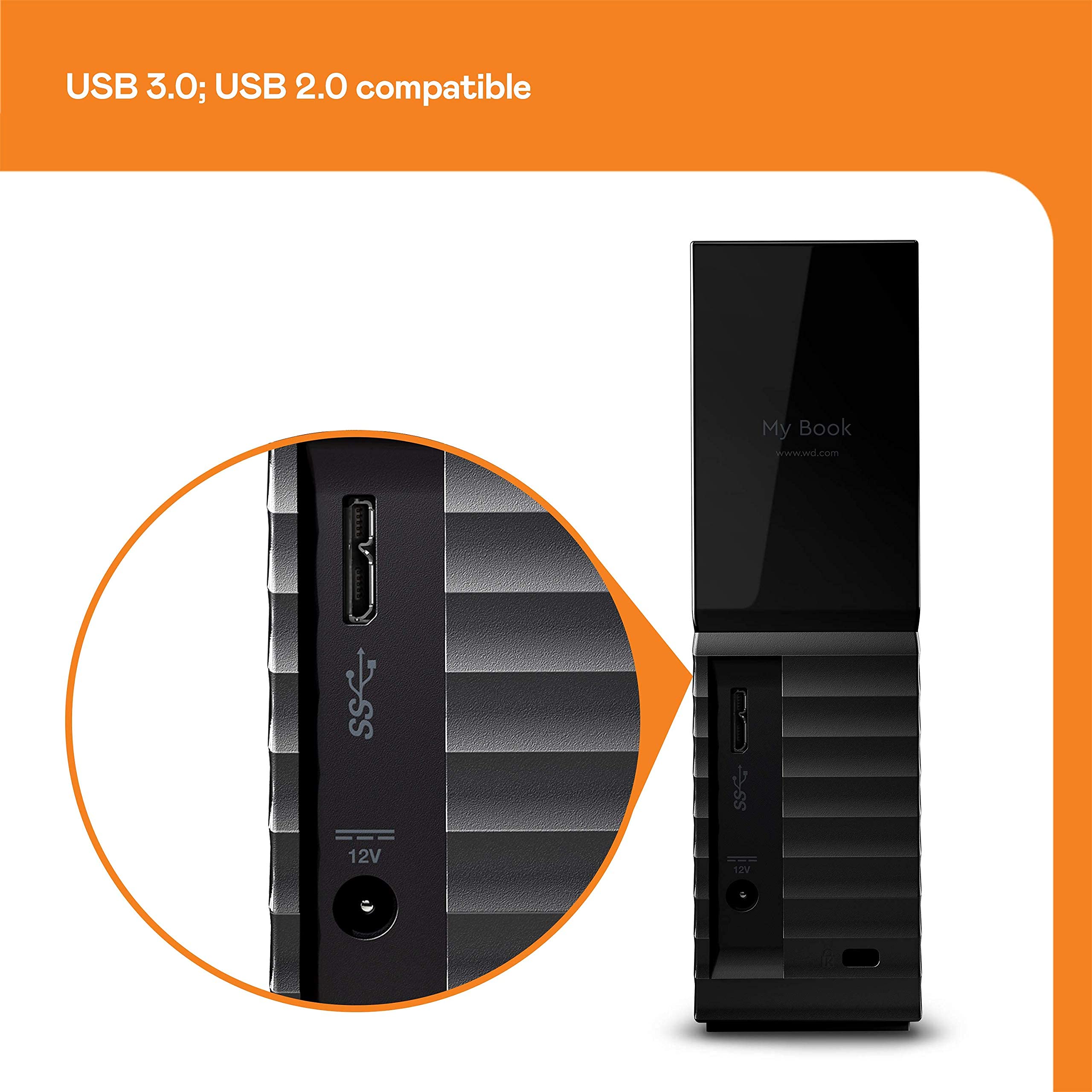 WD 12TB My Book Desktop External Hard Drive, USB 3.0, External HDD with Password Protection and Auto Backup Software - WDBBGB0120HBK-NESN