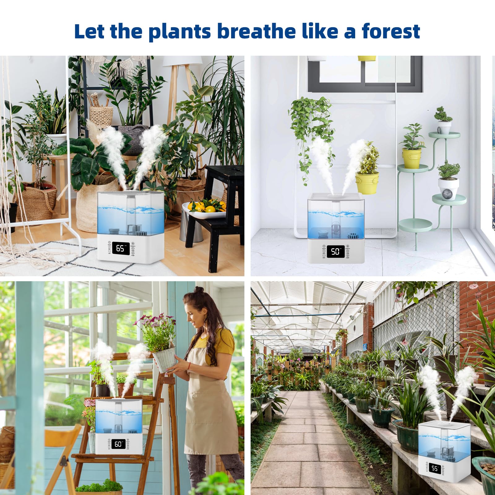 6L Humidifiers for Bedroom Large Room, Cool and Warm Mist Humidifiers for Nursery & Plants, Mist Top Fill Desk Humidifiers Essential Oil Diffuser with Adjustable Mist,360°Nozzle,Auto Shut-Off-Black