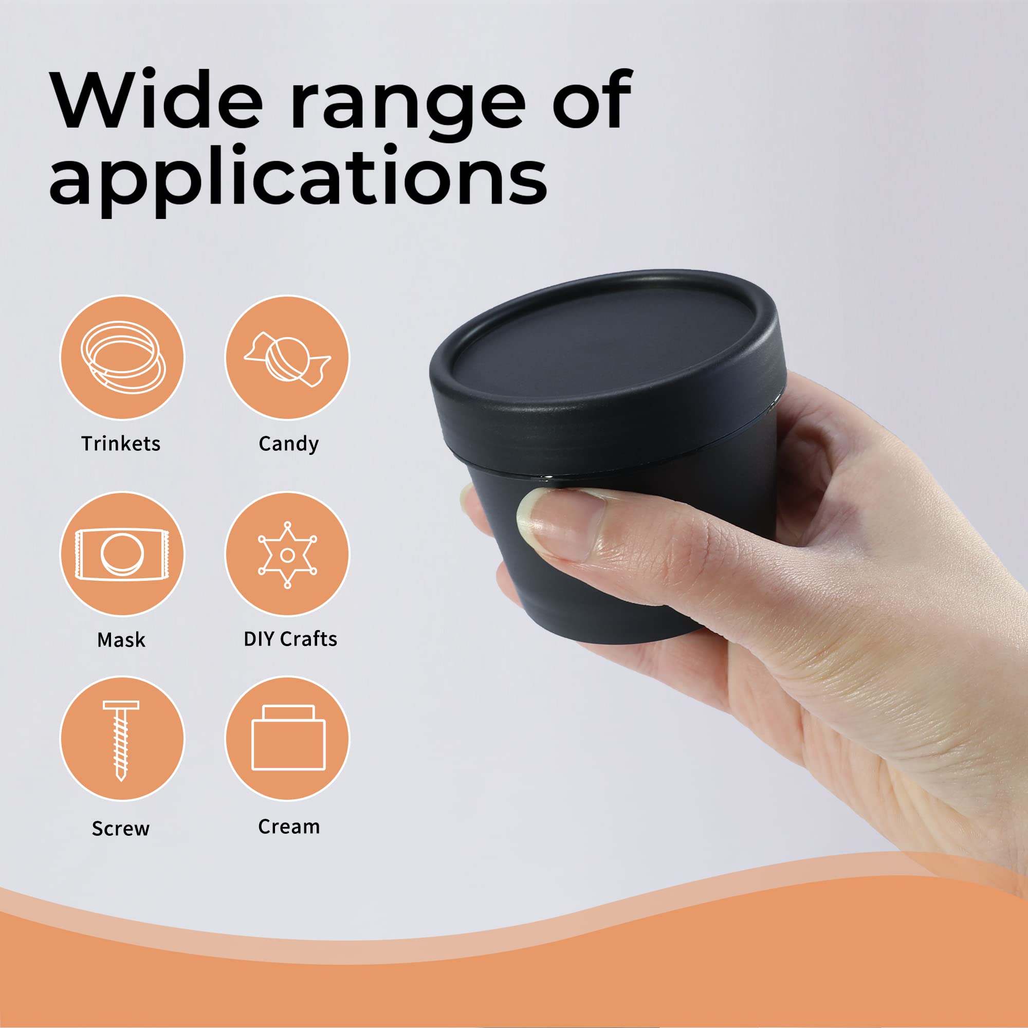 LONGWAY 3.4oz/100ml Empty Leakproof Cosmetic Pot Jars,Wide-Mouth Plastic Mask Container with Dome Lids for Beauty Products, DIY Slime Making or Travel Storage MakeUp(Black)