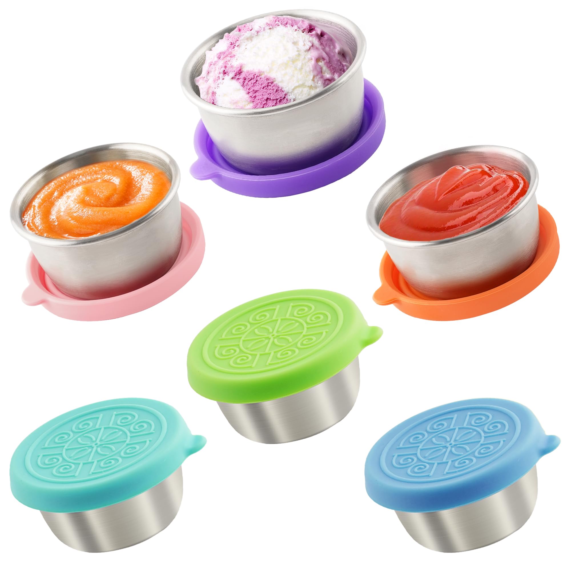 6x1.6 Oz Salad Dressing Containers With Lids, Small Leakproof Reusable Stainless Steel Salad Dressing Container To Go For Lunch Boxes,Sauce containers, Picnics,Travel Meal Prep And Kitchen Storage.