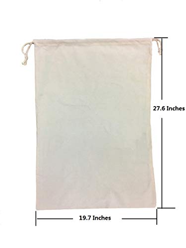 Unkno Cotton Canvas Heavy Duty Laundry Bags - 2 PCS - Natural Cotton - Versatile Multi Use - 19.7"x 27.6" - Ideal for Home, Hotels, Rental Spaces, Vacation Homes, College Dorm & Travel