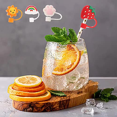 4Pcs Straw Covers Cap Silicone Straw Tips Cover Cute Drinking Straw Plugs Straw Tips Lids Straw Toppers Straw Protector Cover for Tumblers Reusable Straws(mixed)