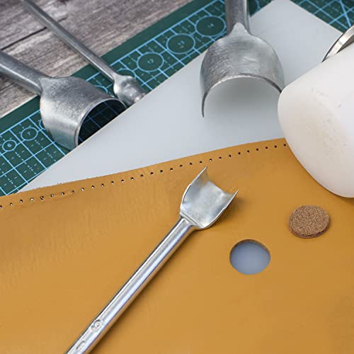 7Pcs Leather Half-Round Cutter Punch Trimming Perforated Leather Craft Tools Slot Punch for Making Wallets, Belts and Purses (Silver,)
