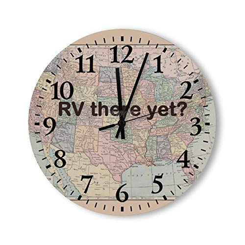 New Funny Wall Clock RV Round Wooden Wall Clock 10 Inch for Room, Office, Kitchen