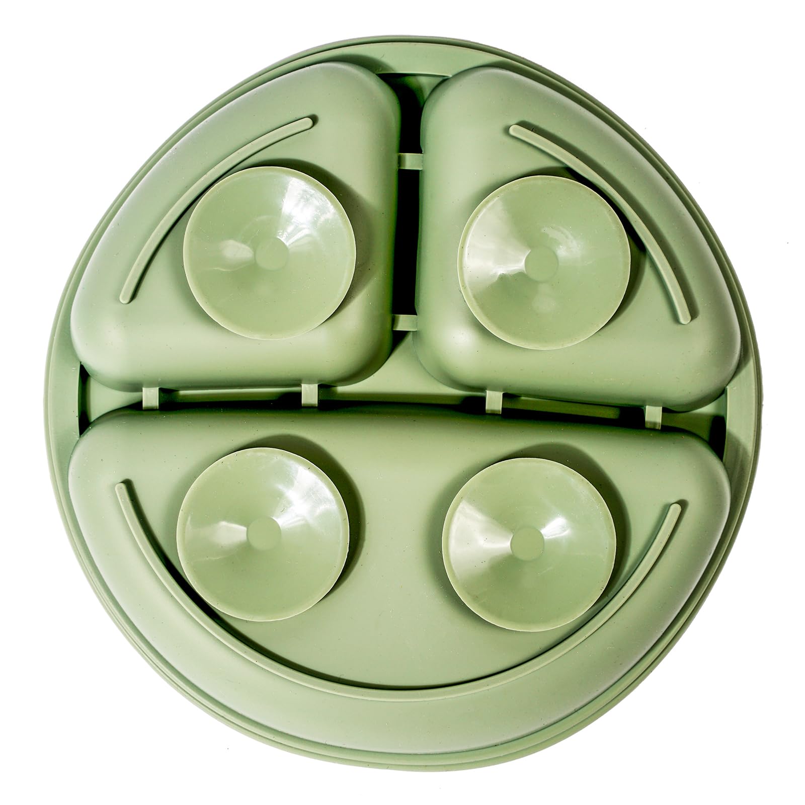 6pcs Baby Weaning Supplies, Silicone Baby Feeding Set, Suction Cup Divider with Suction Cup Adjustable Bib Soft Spoon Fork, Baby Self-Feeder Toddler Dinnerware Cutlery 6pack (Green)