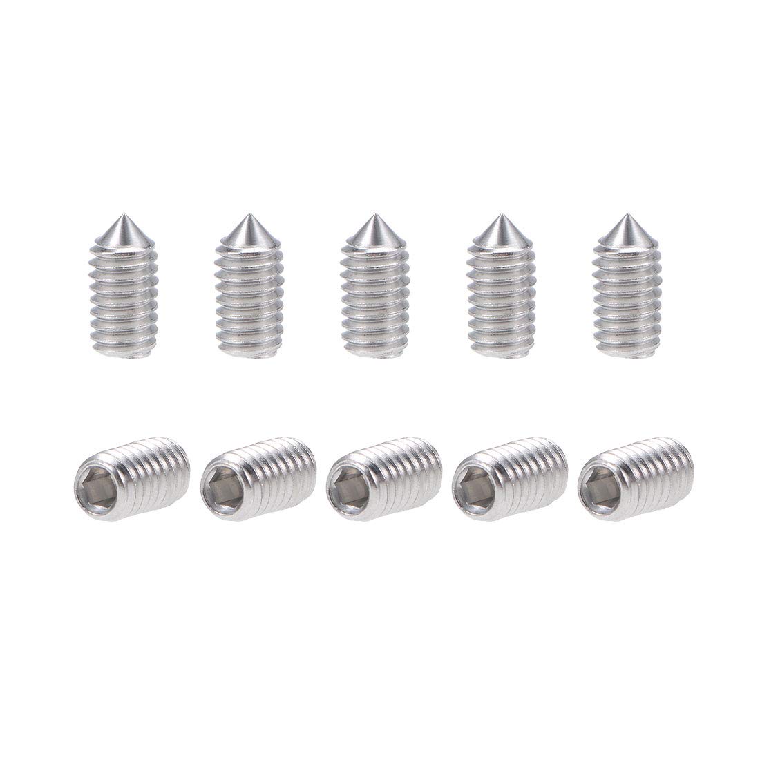 uxcell 50Pcs M3x6mm Internal Hex Socket Set Grub Screws Cone Point 304 Stainless Steel Screw