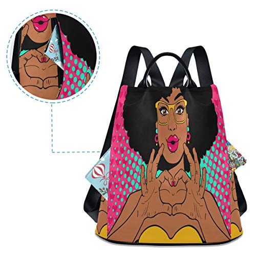ALAZA Young African American Woman with Lips Backpack with Keychain for Woman