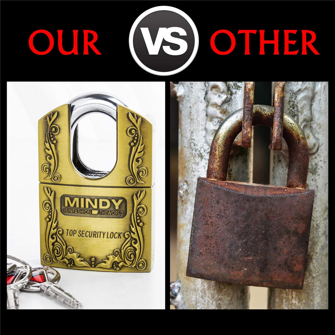 3 Keys 70mm Heavy Duty Warehouse Shrouded Hardened Keyed Padlock Top Security Lock